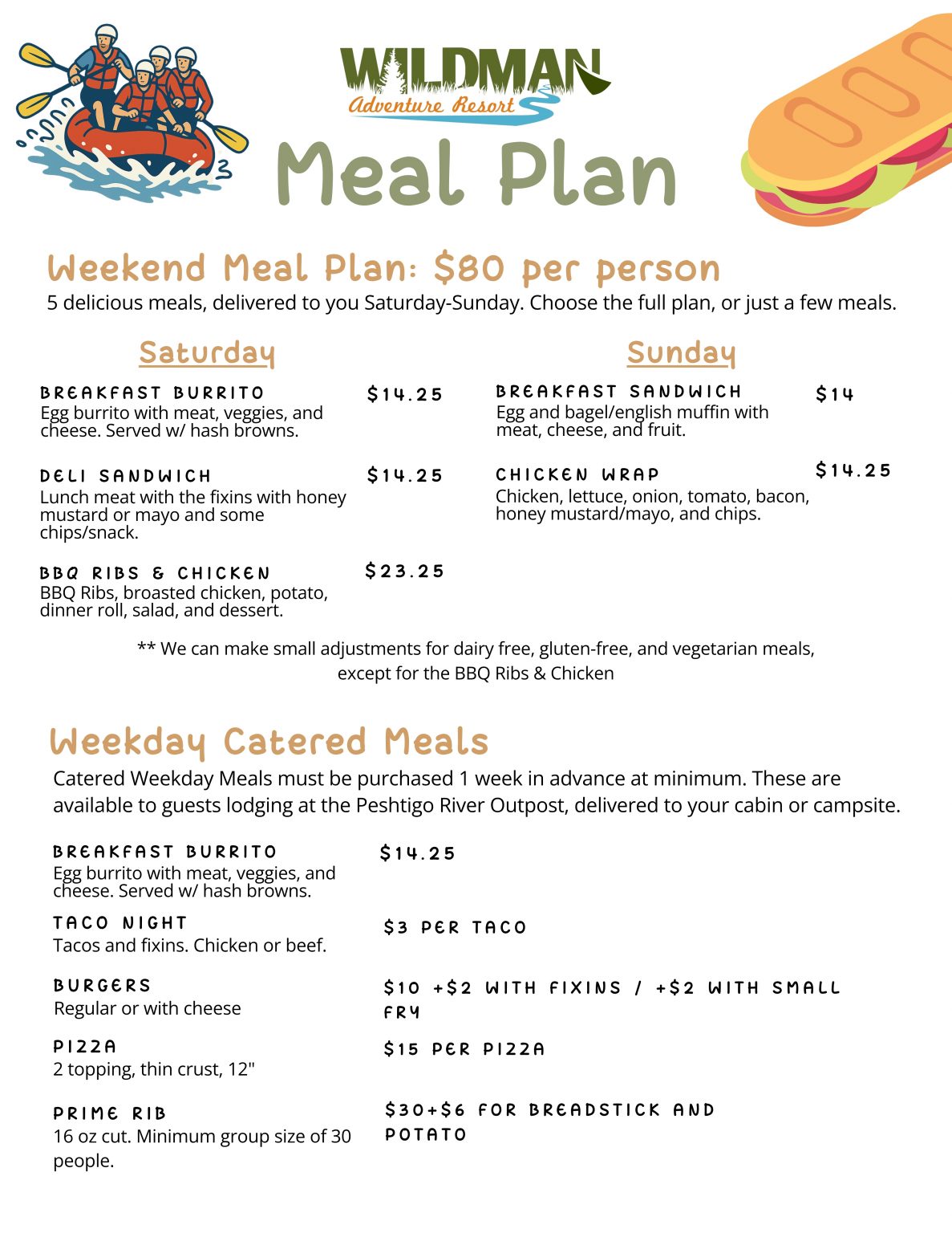 Catered Meals | Wildman Adventure Resort